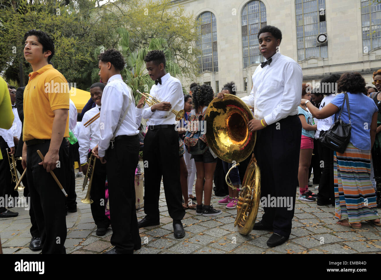 Children of school music band during a musical event in Congo Square ...