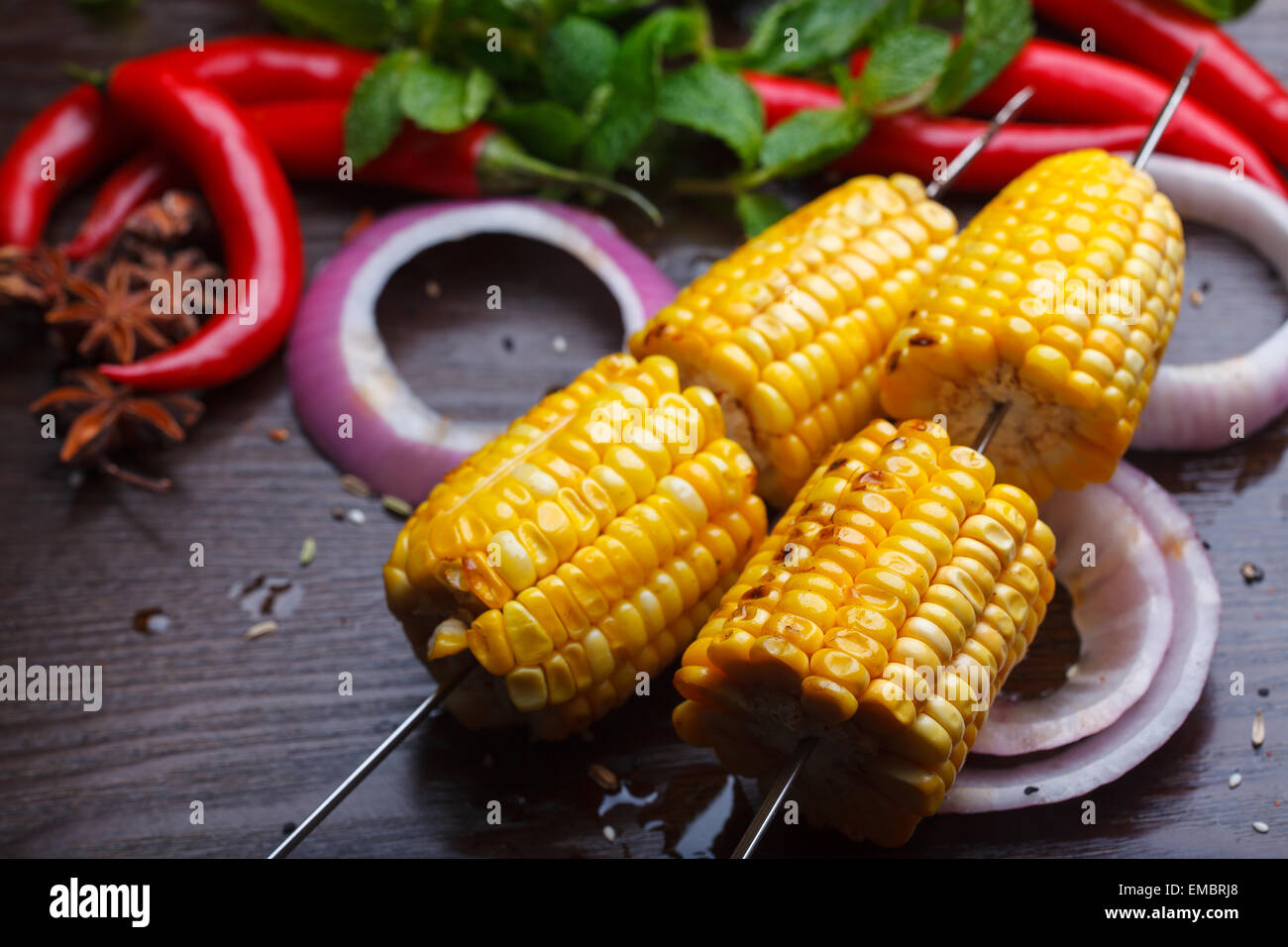 Chinese barbecue, grilled corn, delicious Stock Photo - Alamy