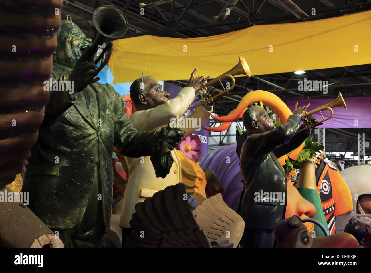 Various figures for decorating the Mardi Gras parade floats display ...