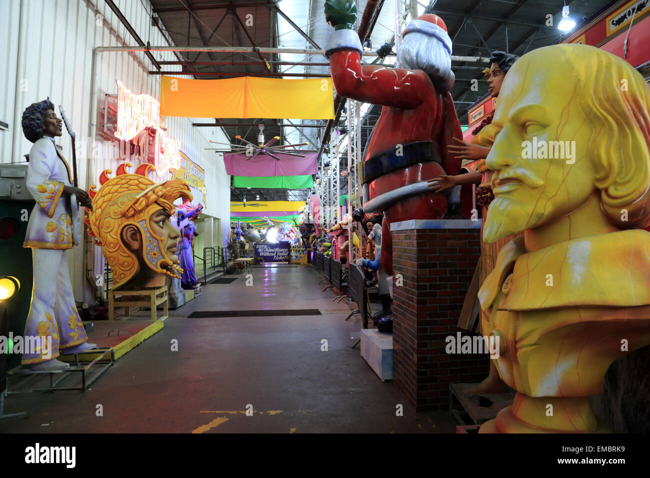 Various figures for decorating the Mardi Gras parade floats display ...