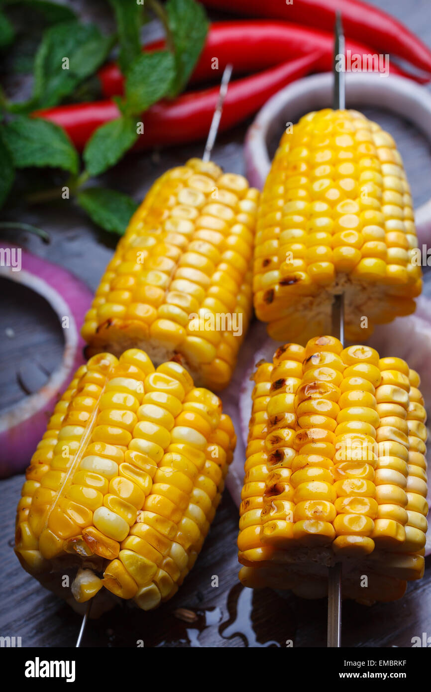 Chinese barbecue, grilled corn, delicious Stock Photo - Alamy