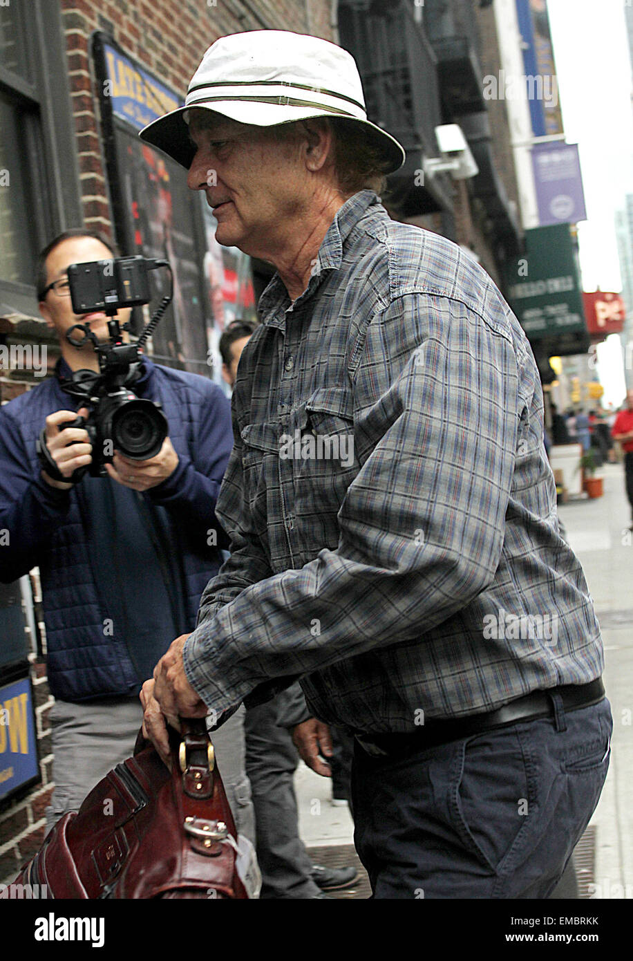 Bill Murray arrives at The Ed Sullivan Theater to film for the 'Late ...