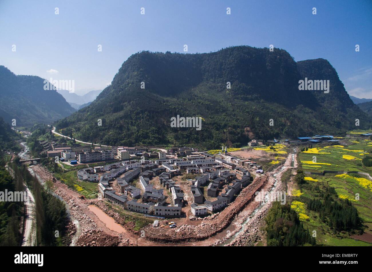 Ya'an, March 21. 20th Apr, 2013. An aerial view of new houses in ...