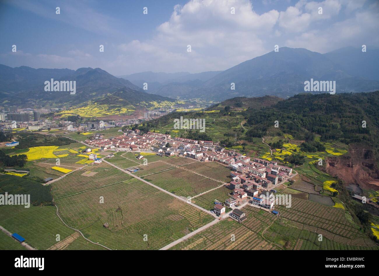 Ya'an, March 14. 20th Apr, 2013. An aerial view of Daluoping New ...