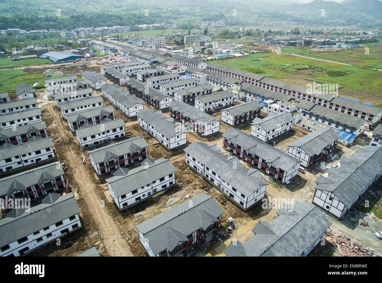 Ya'an, April 12. 20th Apr, 2013. An aerial view of Fujiaying New ...