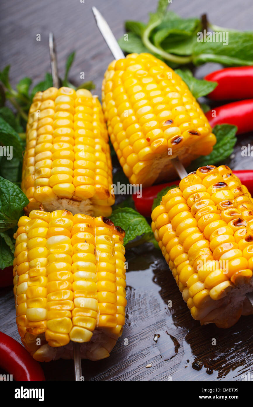 Chinese barbecue, grilled corn, delicious Stock Photo - Alamy