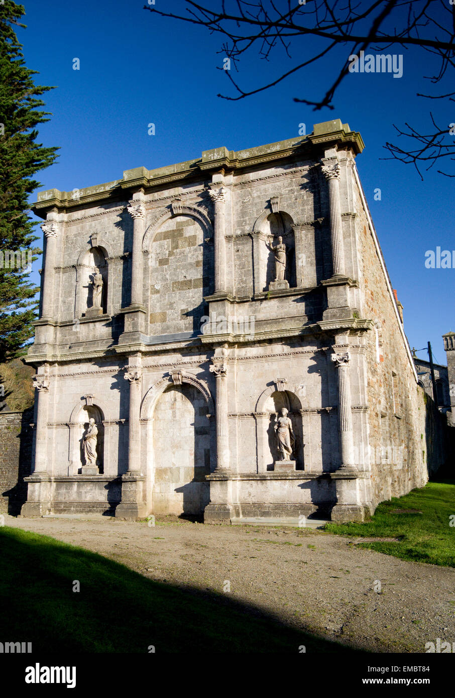 The Temple of Four Seasons facade on the Old Gardeners Cottage, Margam ...