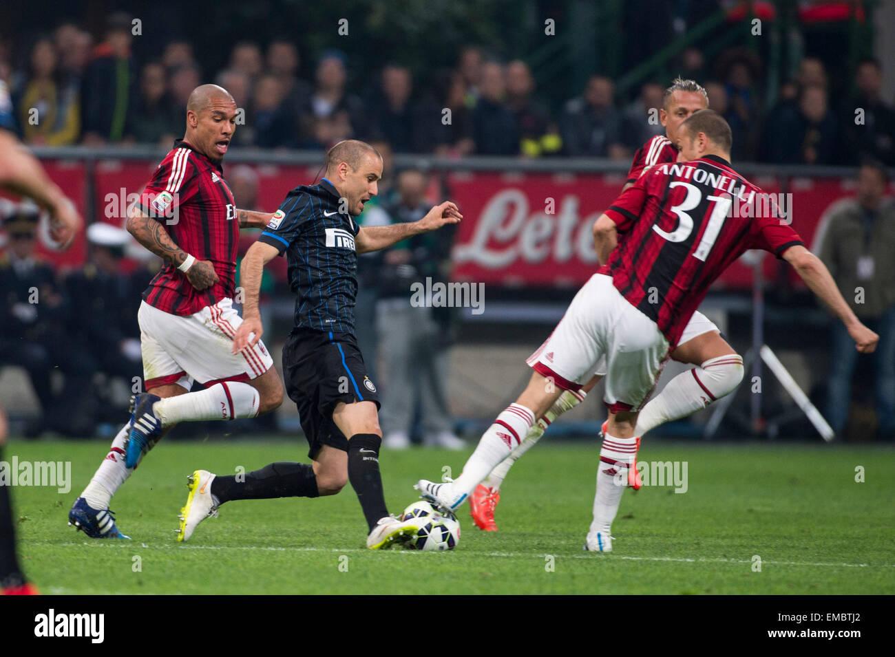 Milan, Italy. 19th Apr, 2015. (L-R) Nigel de Jong (Milan), Rodrigo ...
