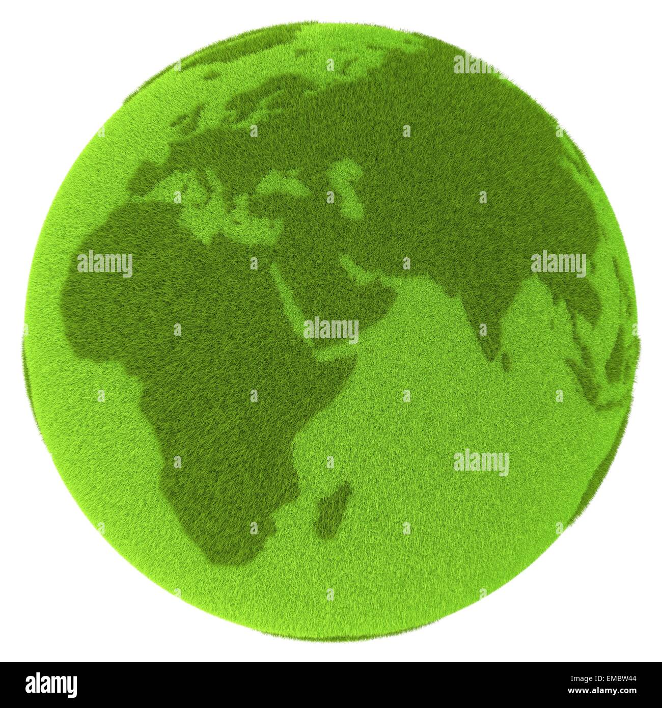 American continents on green planet covered with grass isolated on ...