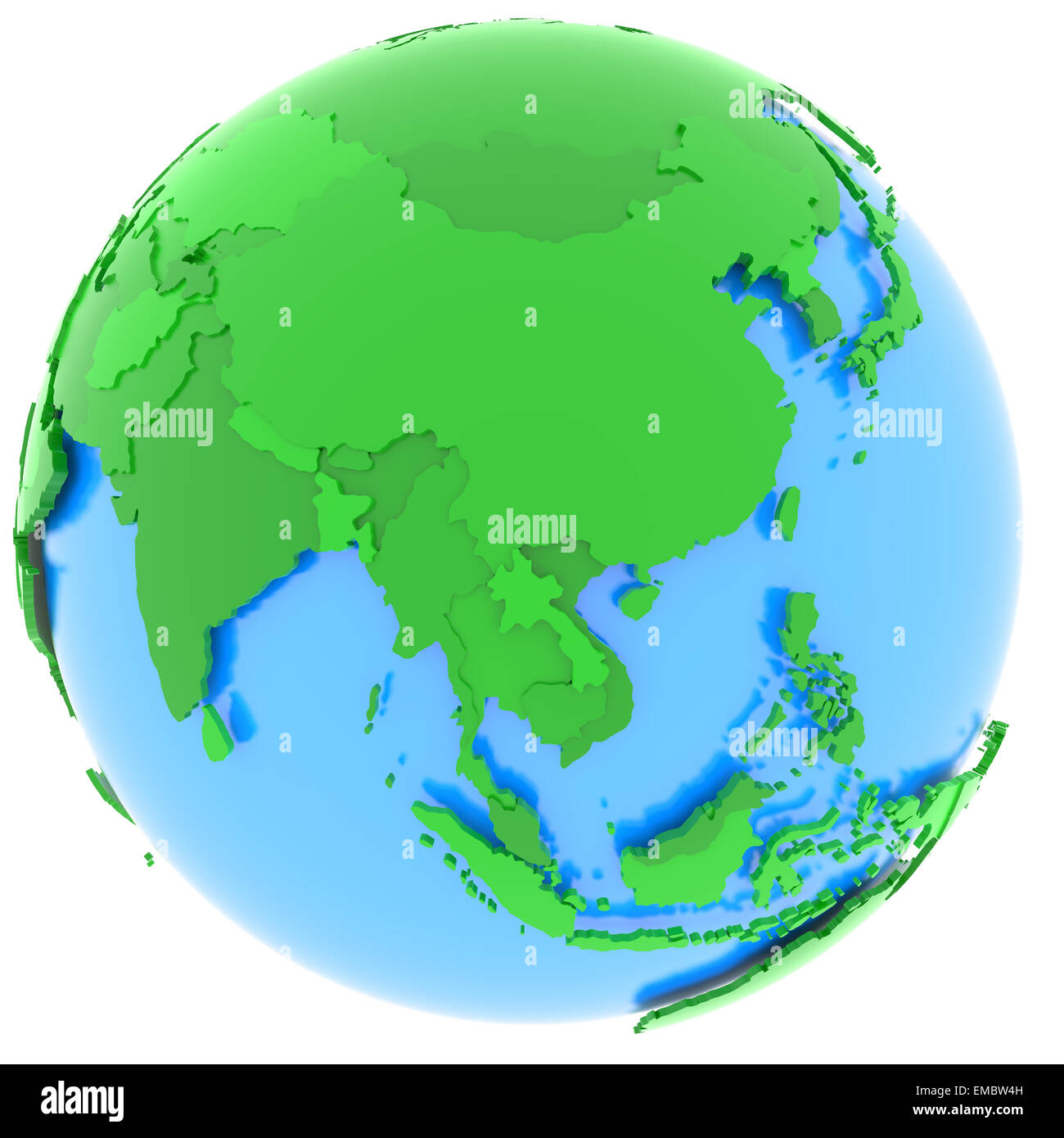 Political map of Asia with countries in different shades of green ...
