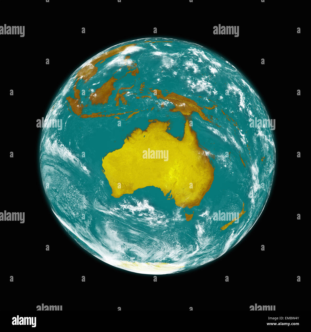 Australia on planet Earth isolated on black background. Elements of ...