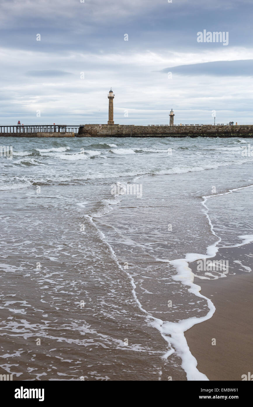 Whitby lighthouse storm hi-res stock photography and images - Alamy