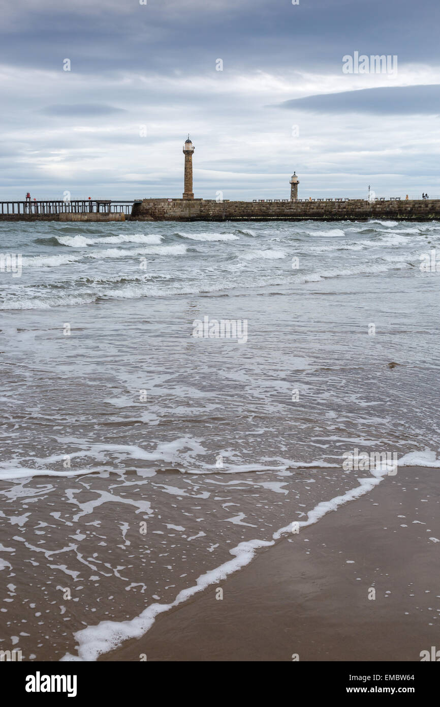 Whitby lighthouse storm hi-res stock photography and images - Alamy