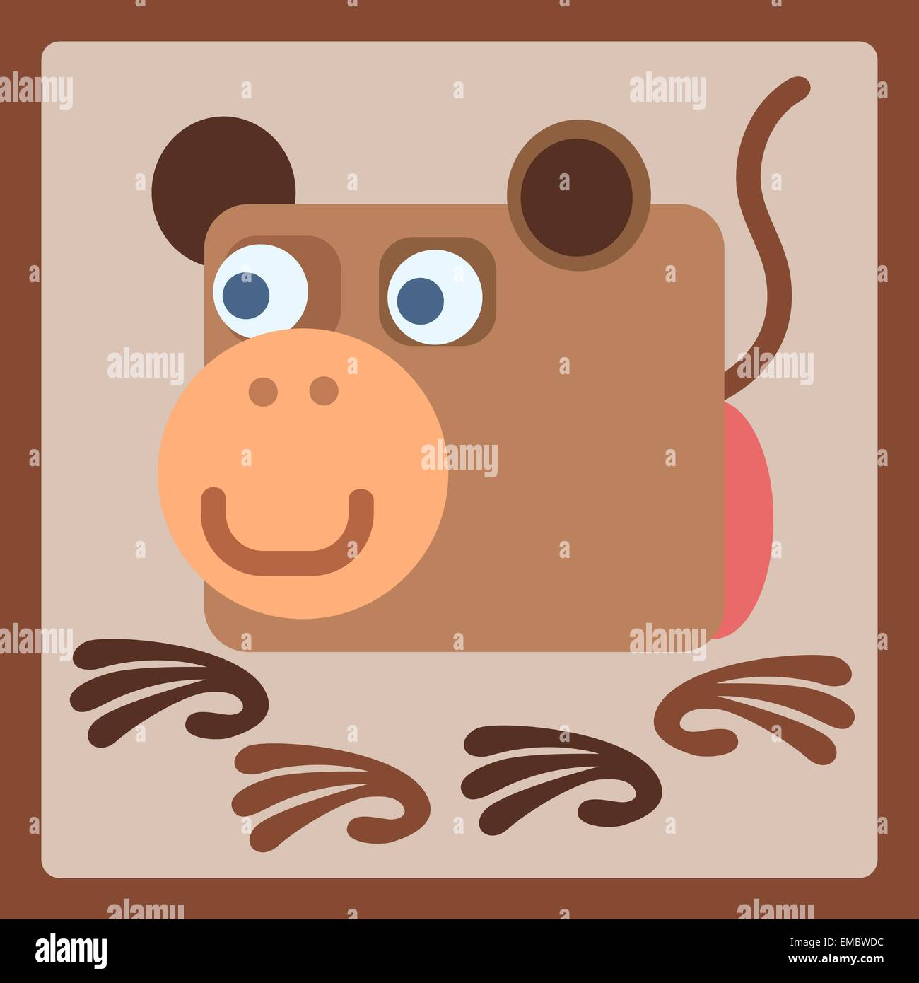 monkey stylized cartoon animal icon. Baby style Stock Vector Image ...