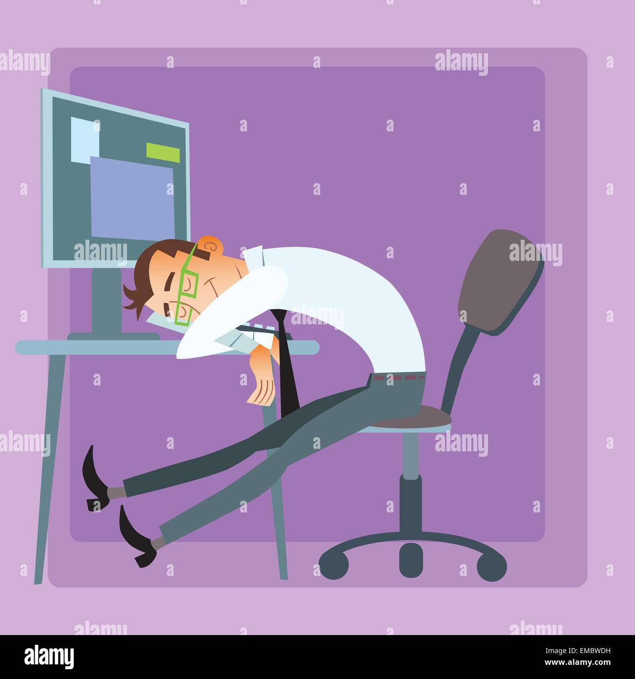 Tired worker businessman sleeping in the office at the computer Stock ...