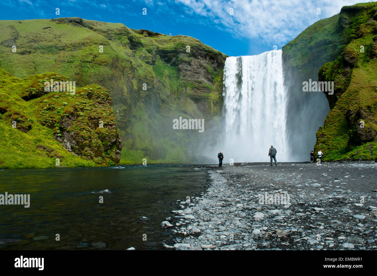 waterfall Skógafoss at the river Skoga, Suðurland, Iceland Stock Photo ...