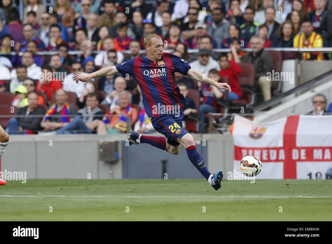 Barcelona, Spain. 18th Apr, 2015. Jeremy Mathieu (Barcelona) Football ...