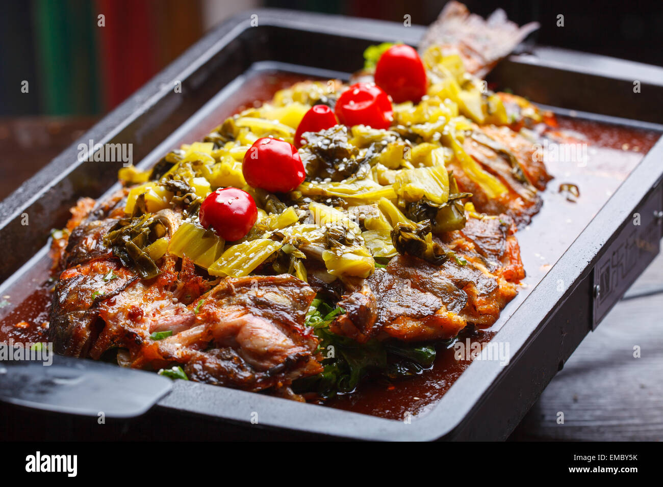 Chinese style grilled fish, Sichuan flavor Stock Photo - Alamy