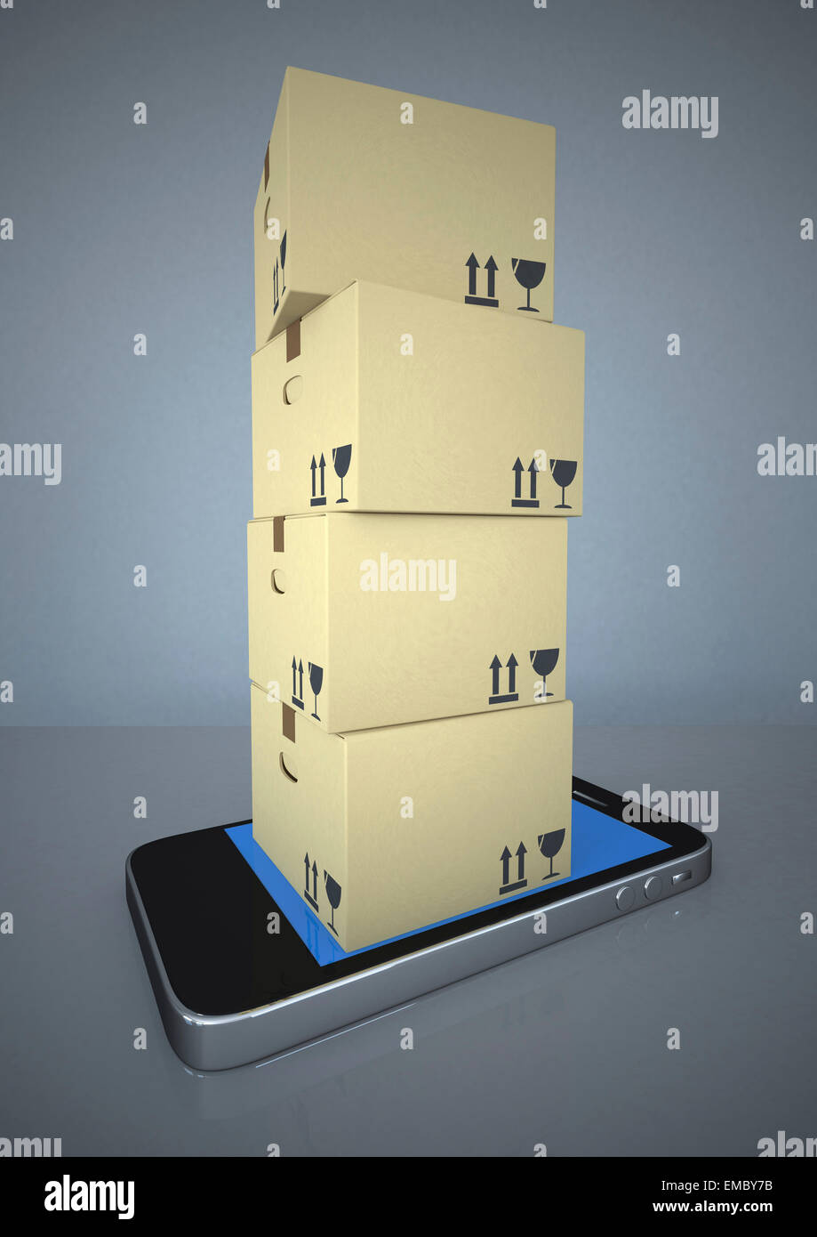 Shipping cartons on smartphone hi-res stock photography and images - Alamy
