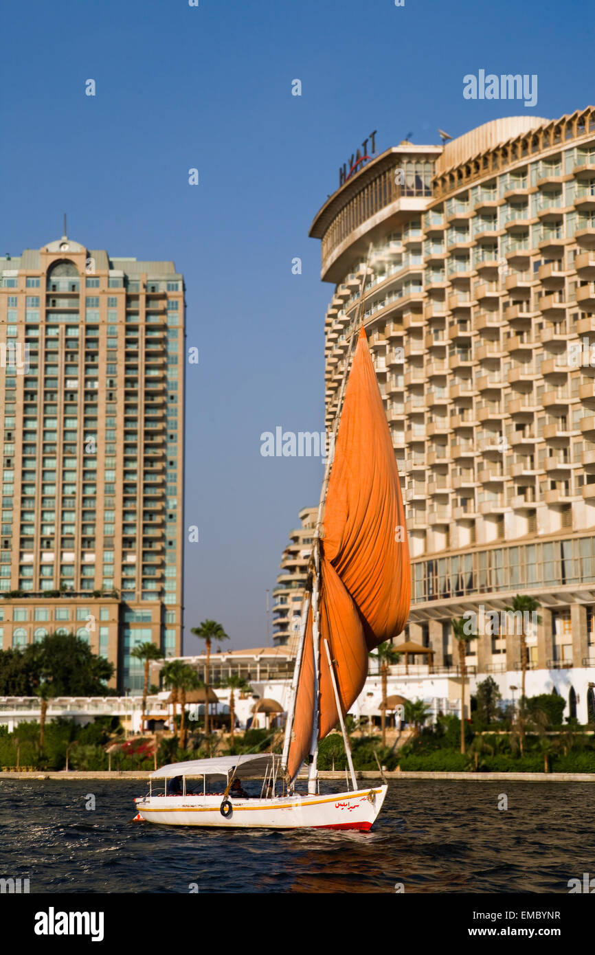 Going for a relaxing ride on a boat, a Nile felucca, Cairo, Egypt Stock ...