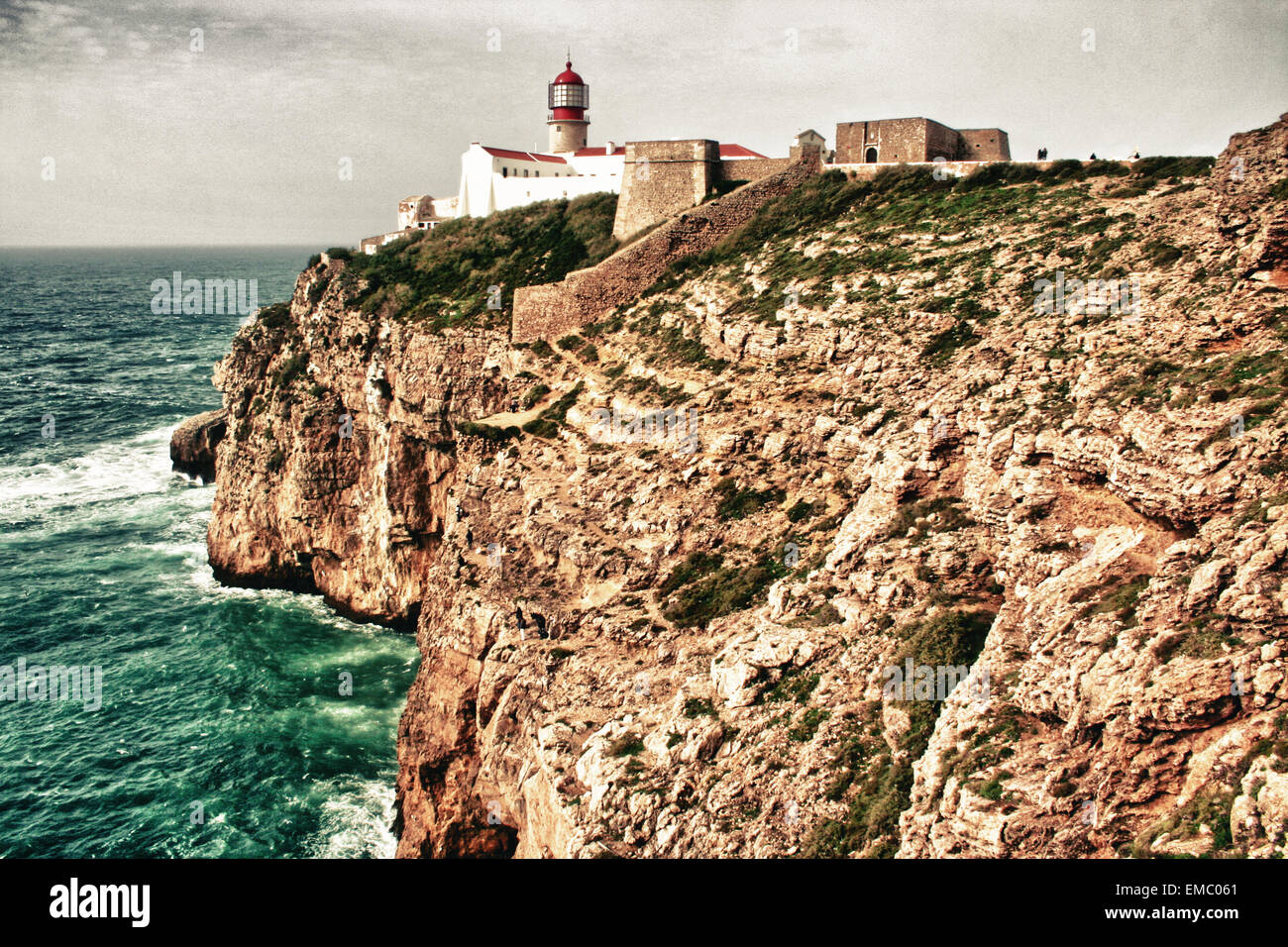 Saint Vincent Cape and lighthouse, Sagres, Algarve, Portugal Stock ...