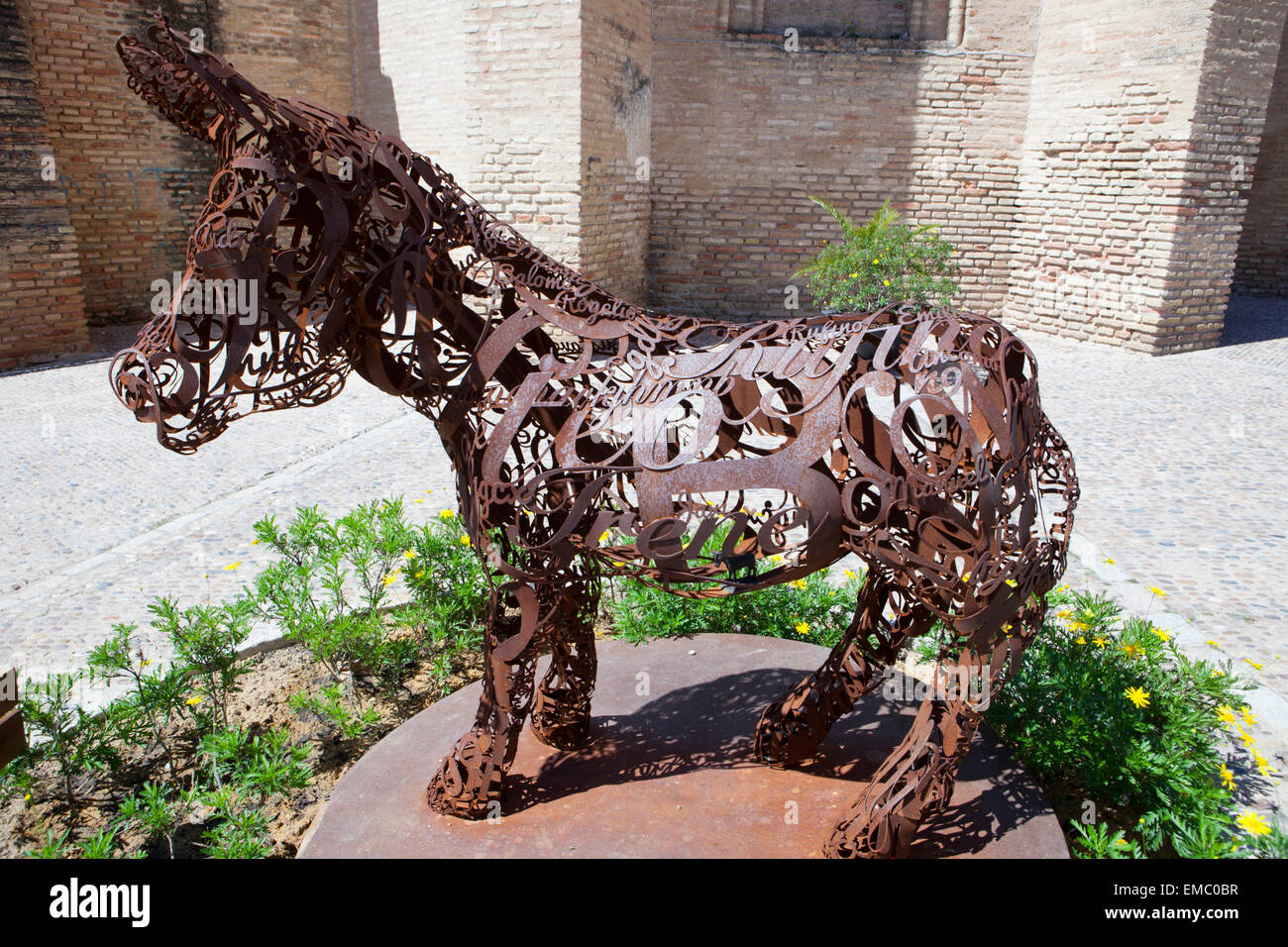 MOGUER, SPAIN - MARCH 30: Sculpture dedicated to the Nobel award ...