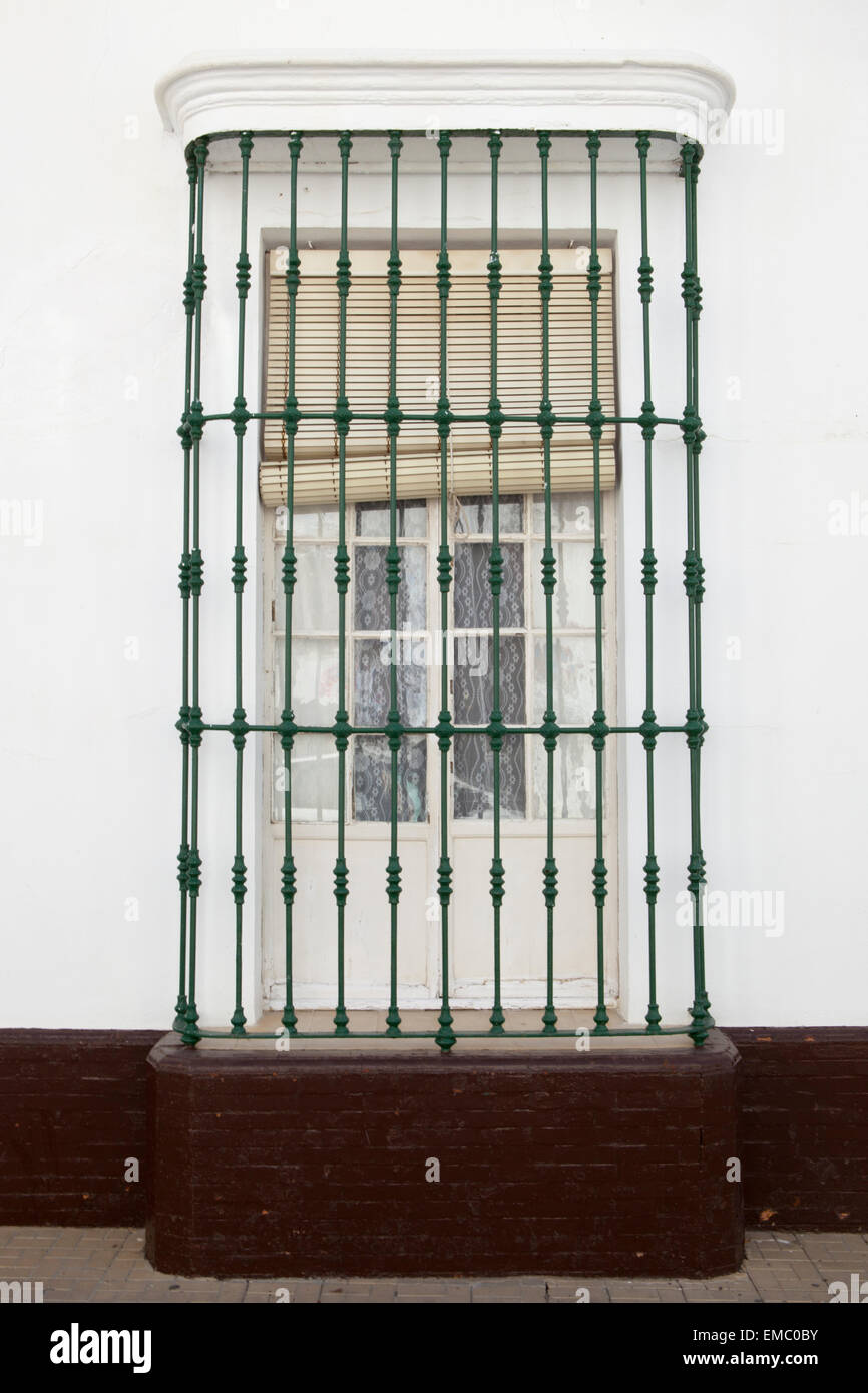 Traditional andalusian wrought iron window, Moguer, Spain Stock Photo ...