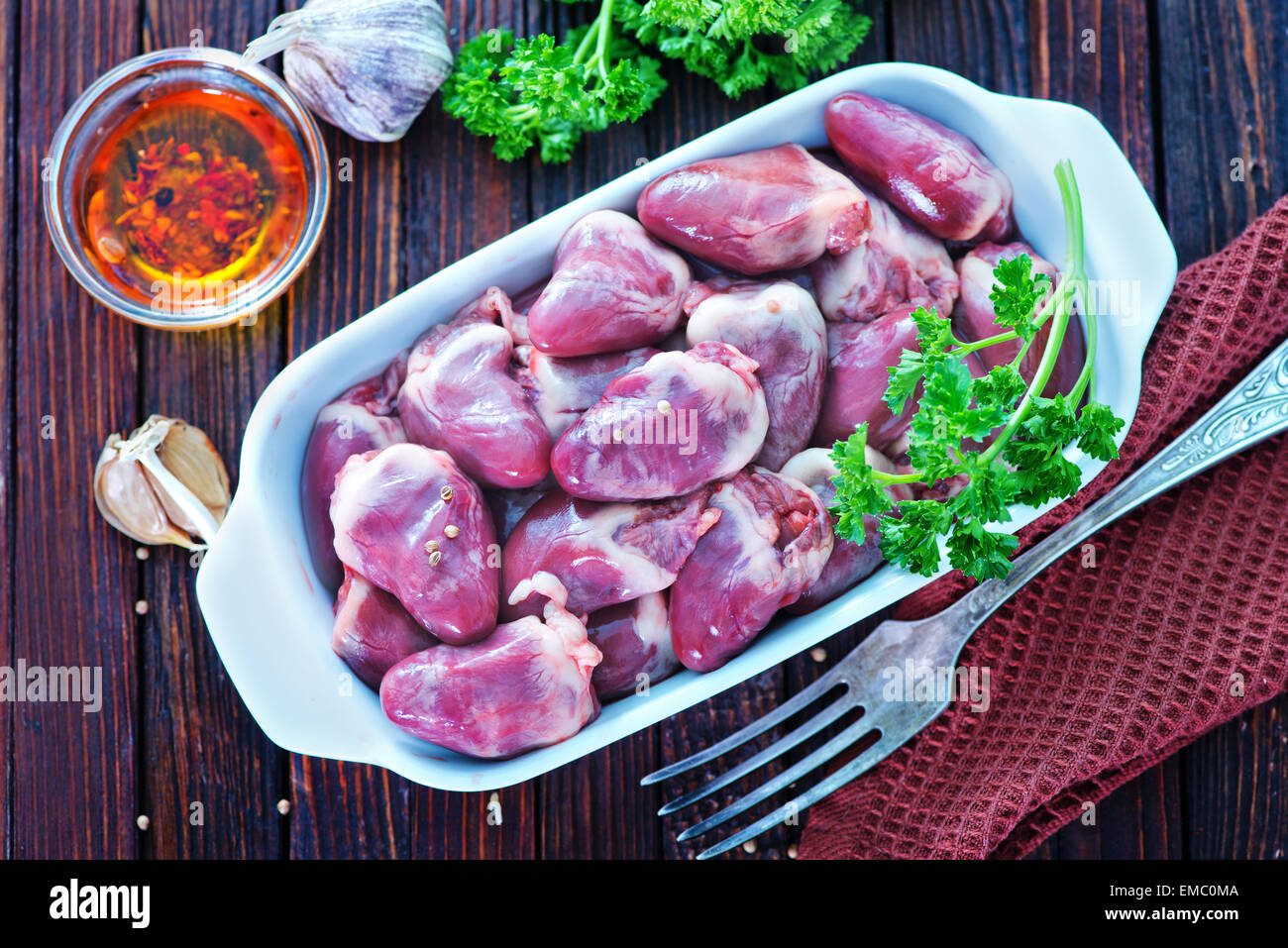 Raw duck hearts spice hi-res stock photography and images - Alamy