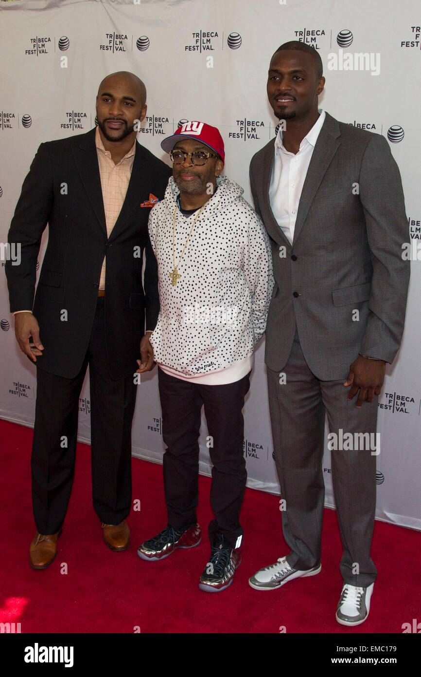 New York, NY, USA. 19th Apr, 2015. David Tyree, Spike Lee, Plaxico ...