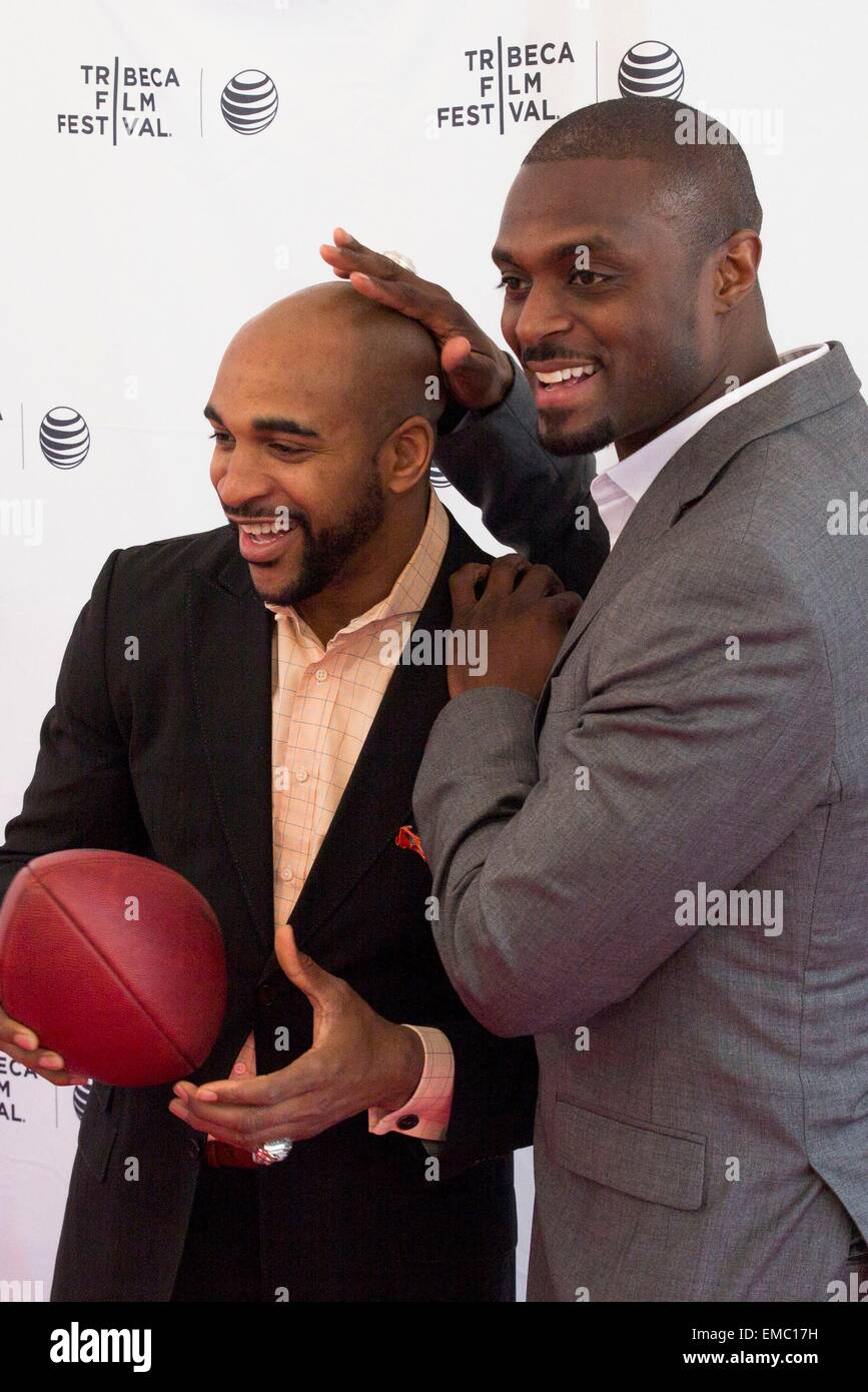 New York, NY, USA. 19th Apr, 2015. David Tyree, Plaxico Burress at ...