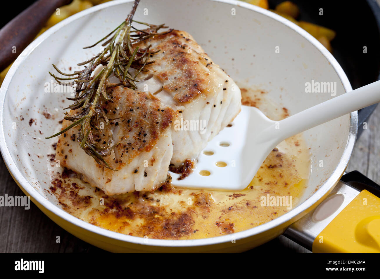 Fried coalfish fillet Stock Photo - Alamy