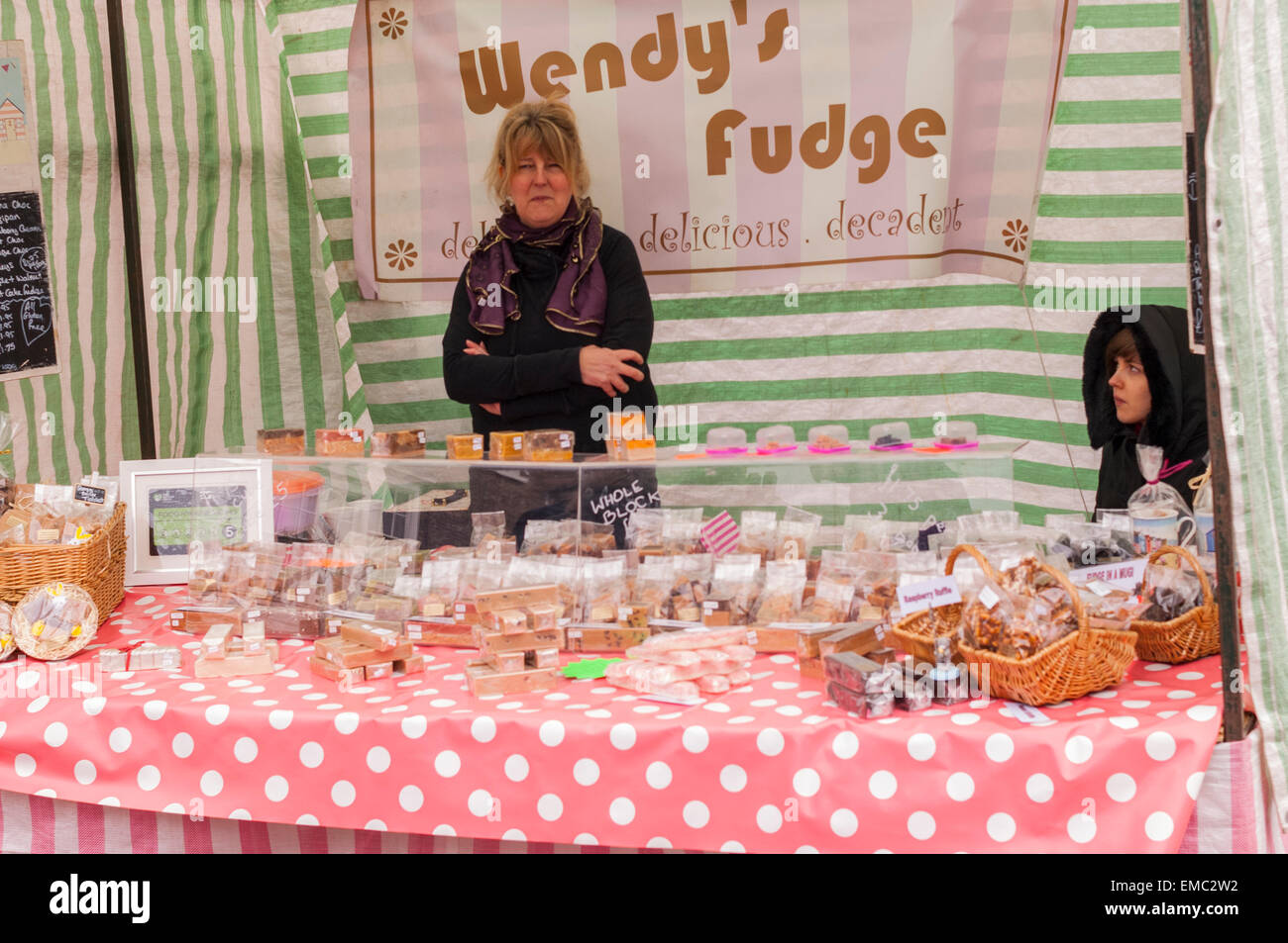 Wendy's fudge stall at the outdoor market in Southwold , Suffolk ...