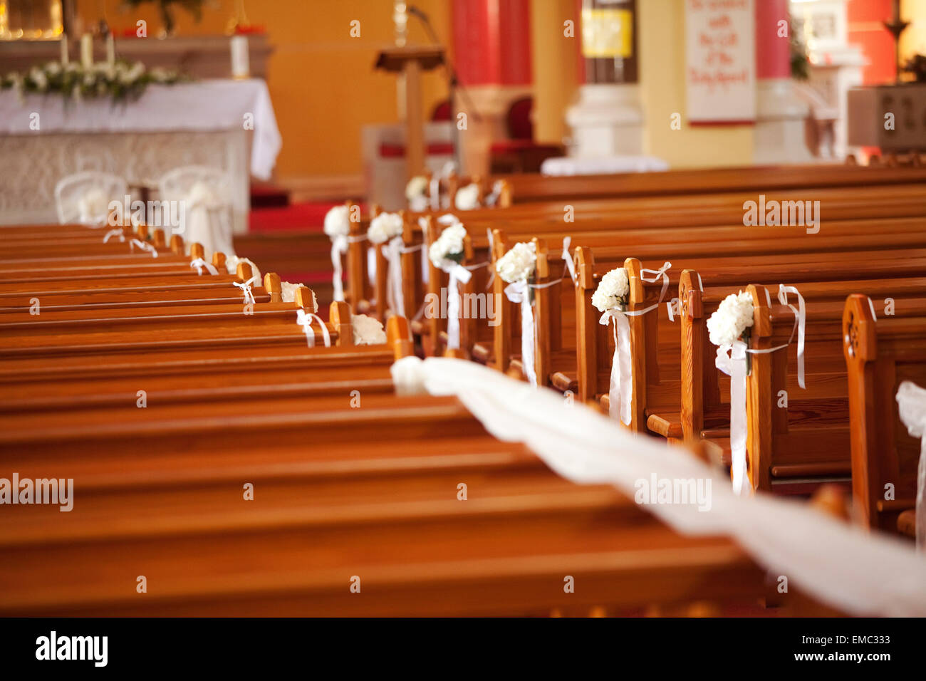 decorated church aisle Stock Photo - Alamy