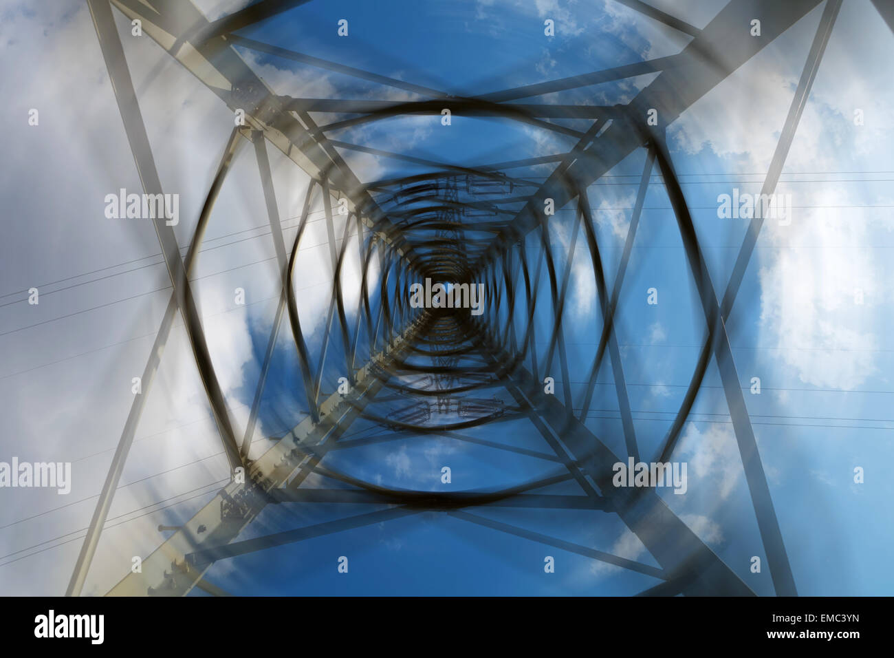 Abstract electricity pylon from below Stock Photo - Alamy