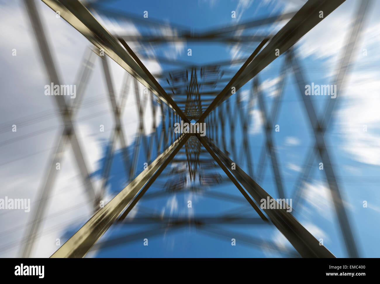 Abstract electricity pylon from below Stock Photo - Alamy