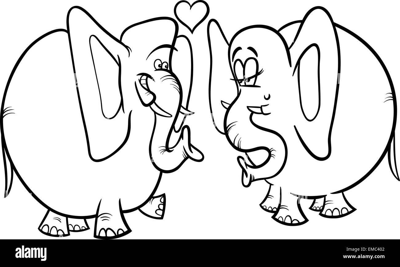 elephants in love coloring page Stock Vector Image & Art - Alamy