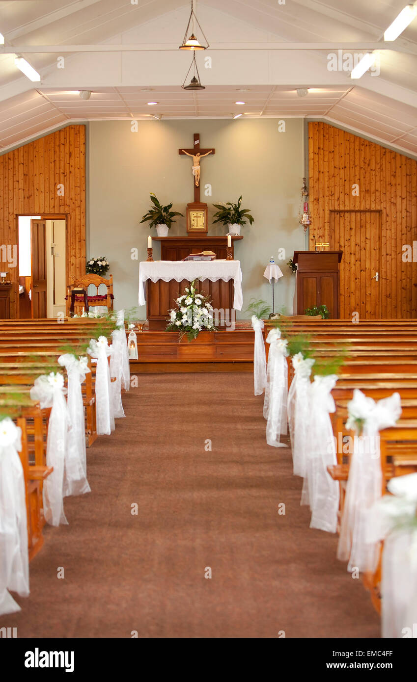 decorated church aisle Stock Photo - Alamy