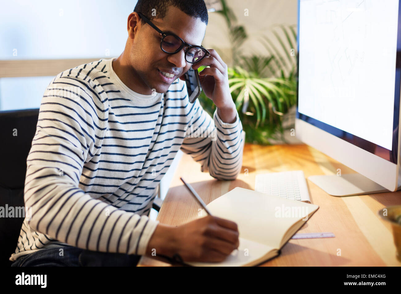 Portrait Man Leaning On Writing High Resolution Stock Photography and ...