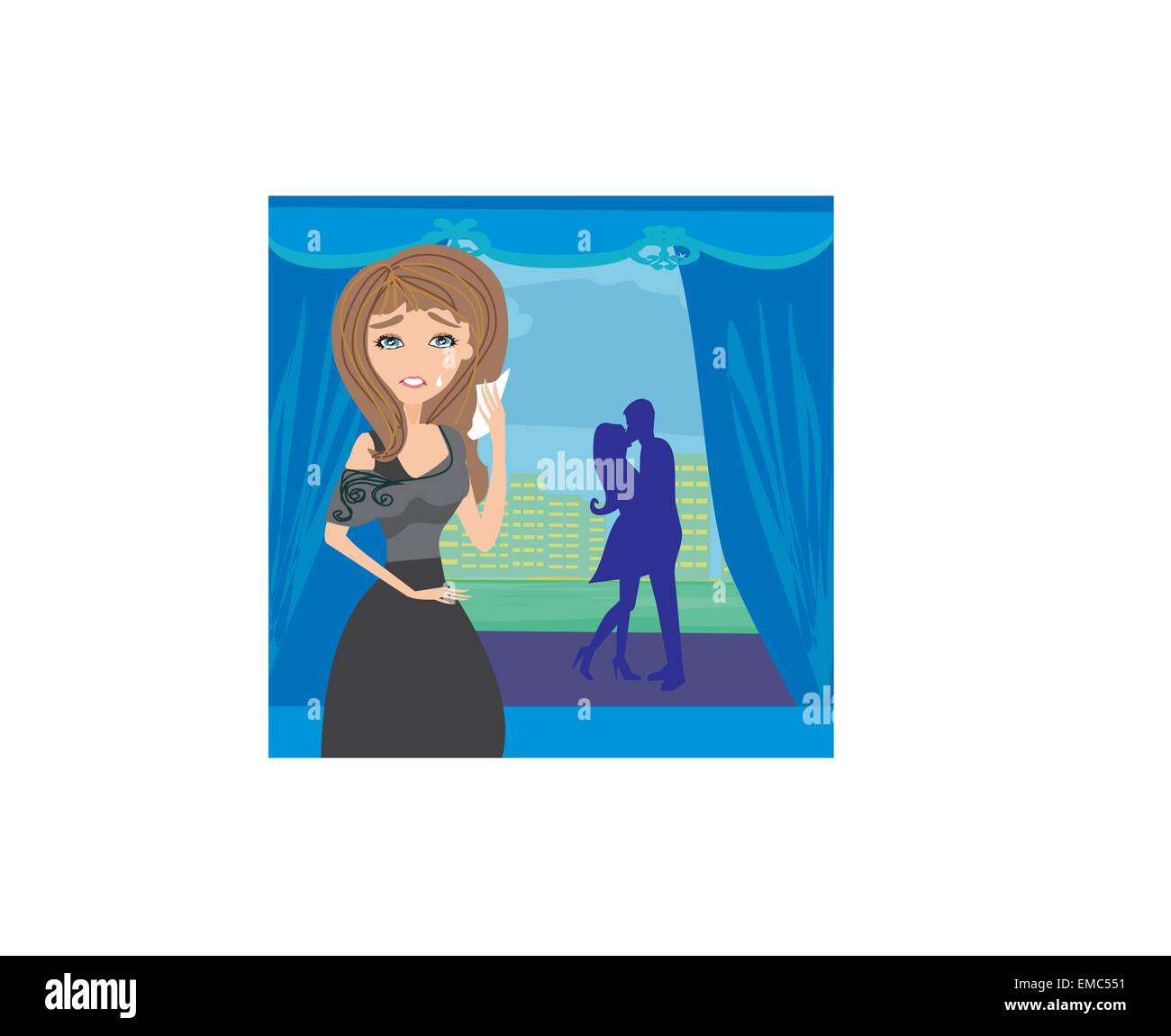 Depression sadness girl crying Stock Vector Images - Alamy
