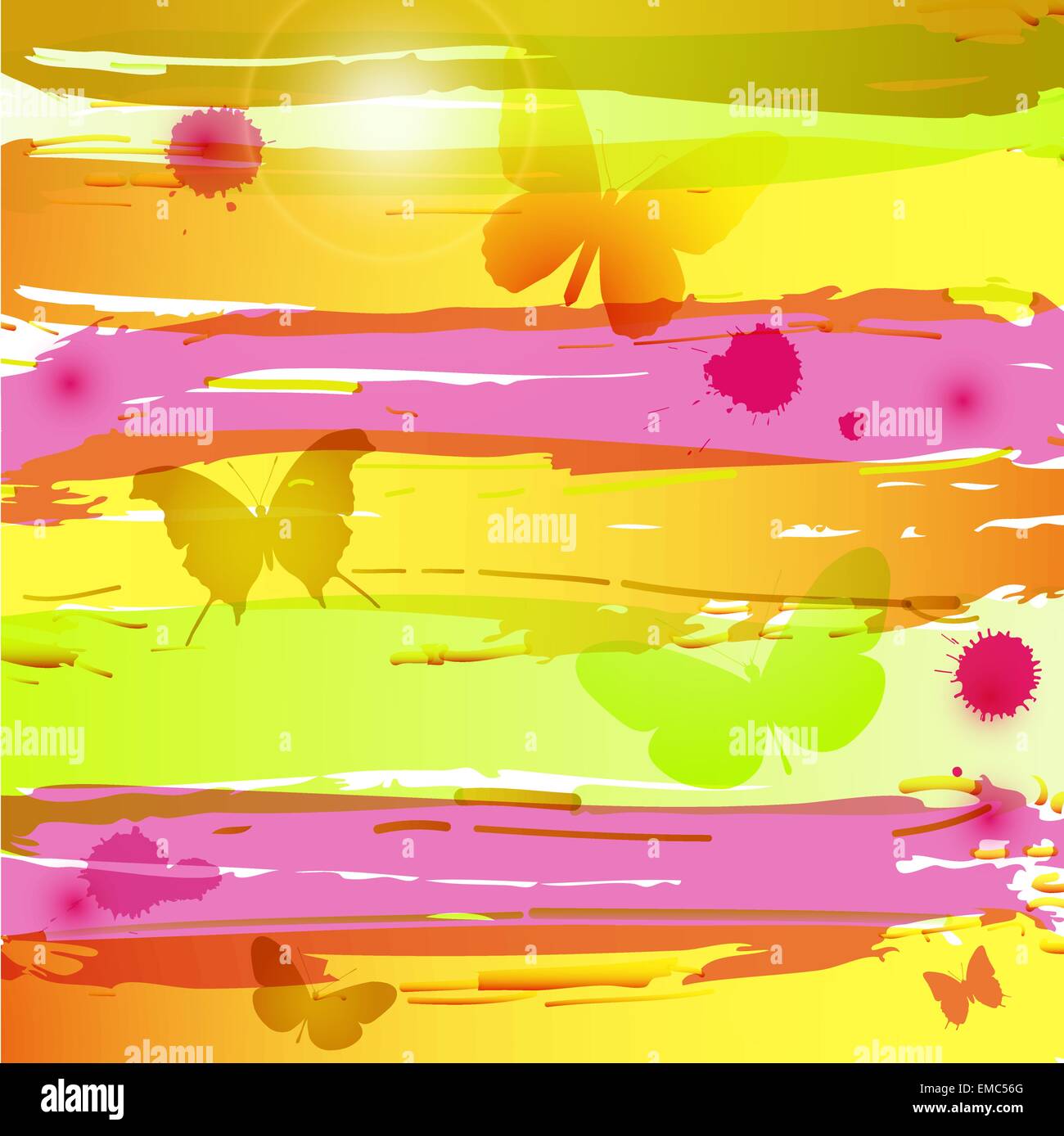 Watercolor background with butterflies, blots and flares Stock Vector ...