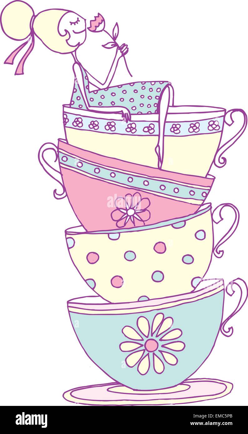 tea party girl Stock Vector Image & Art - Alamy