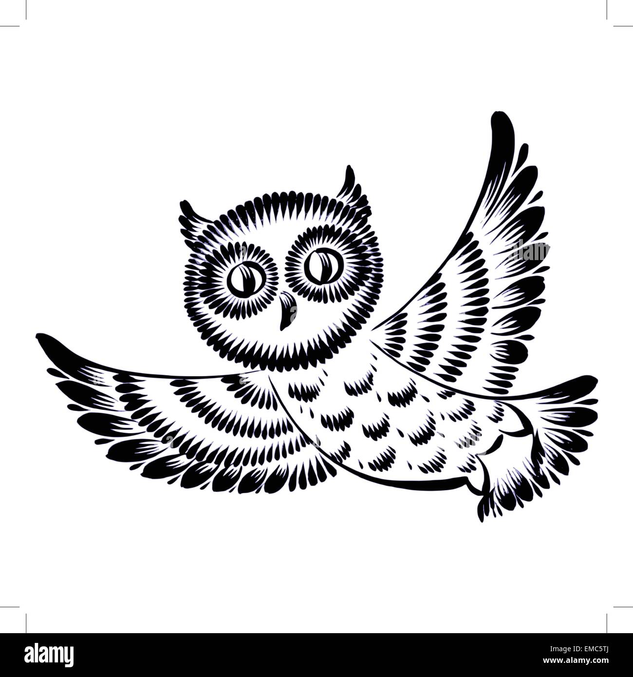 Simple Flying Owl Drawings