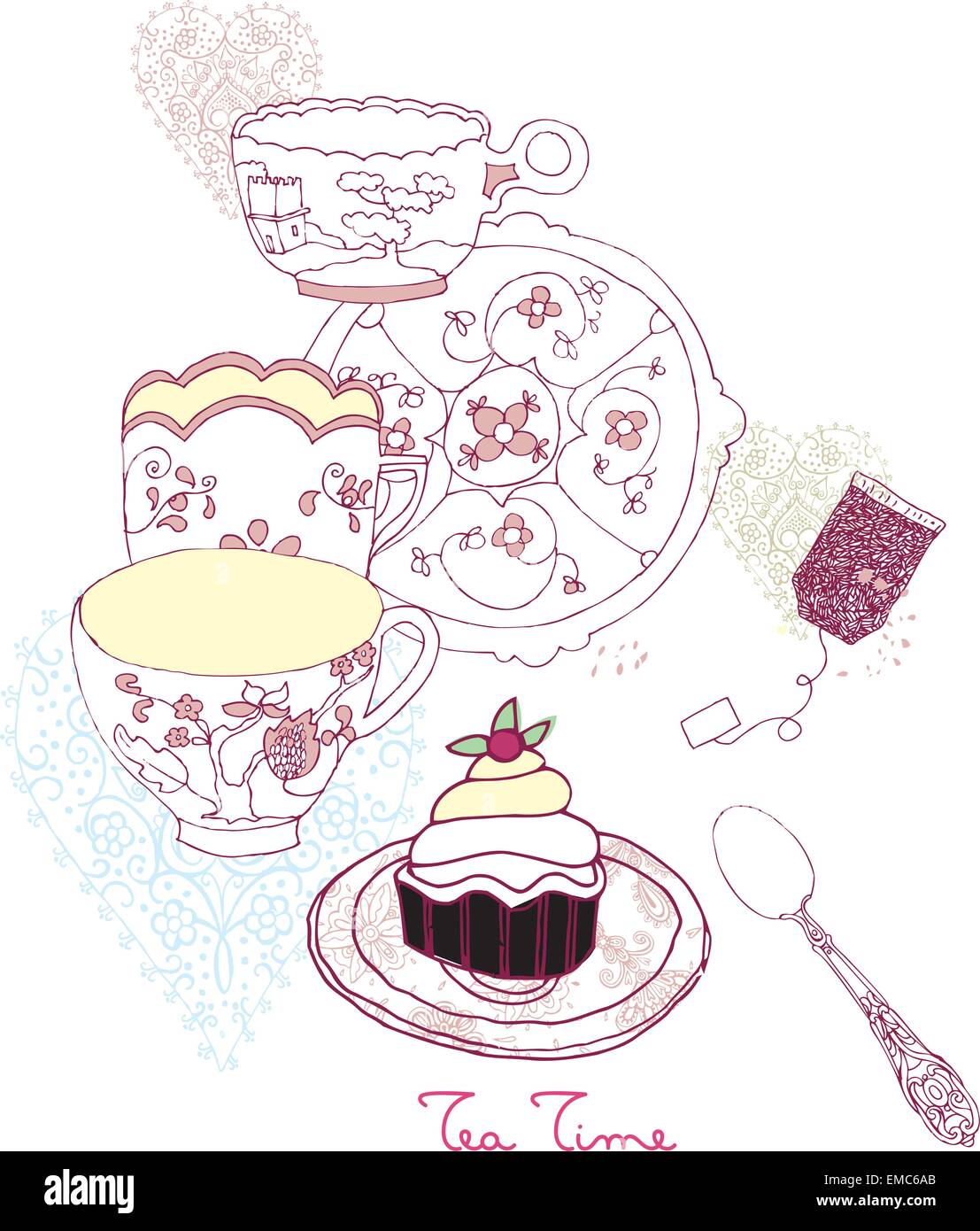 Teapot decorated Stock Vector Images - Alamy