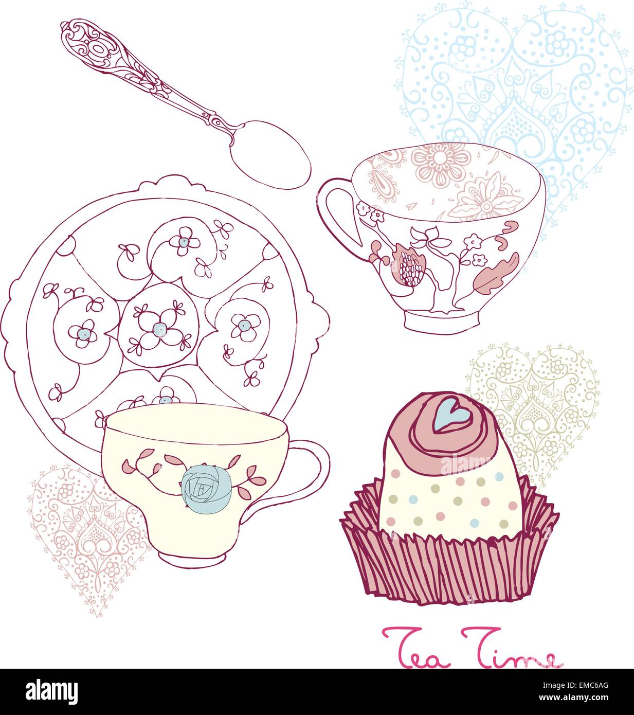 Elegant table tea cup Stock Vector Images - Alamy