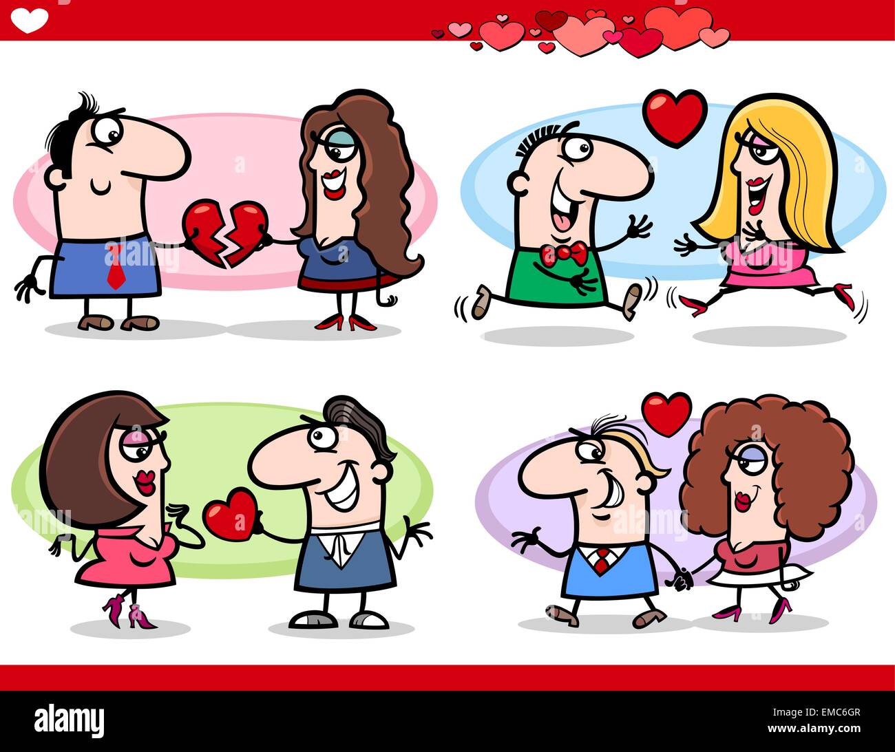 Cartoon illustration happy couples in Stock Vector Images - Alamy