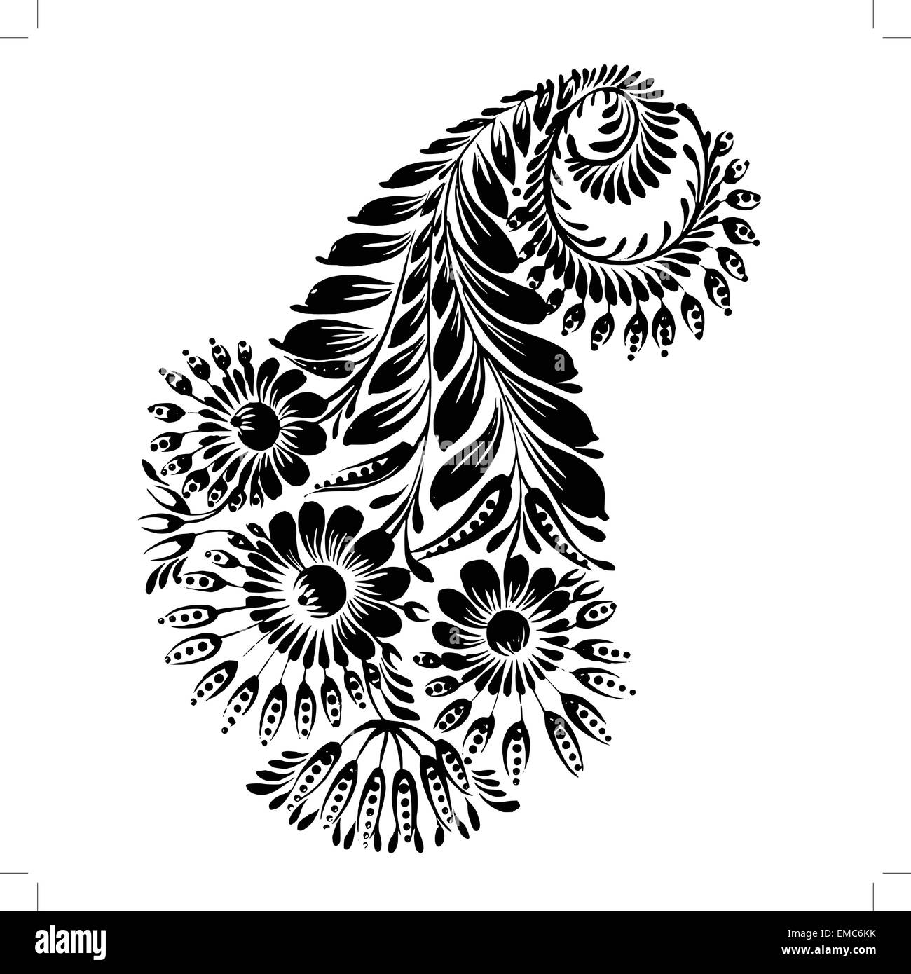 decorative silhouette of a floral paisley Stock Vector Image & Art - Alamy