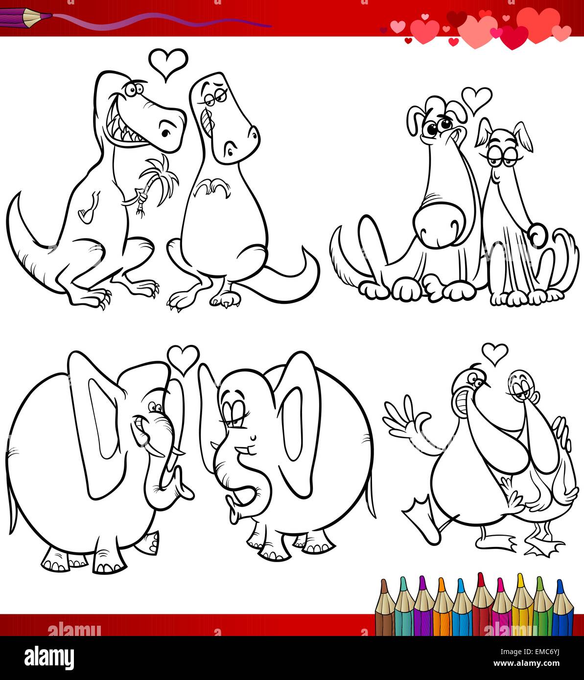 valentine cartoon themes for coloring Stock Vector Image & Art - Alamy