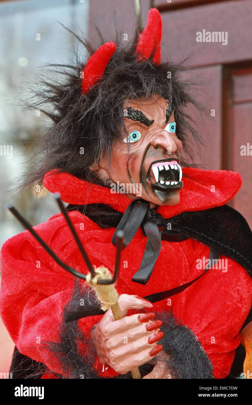 Thale, Germany. 15th Apr, 2015. A doll depicting a devil is seen at a ...