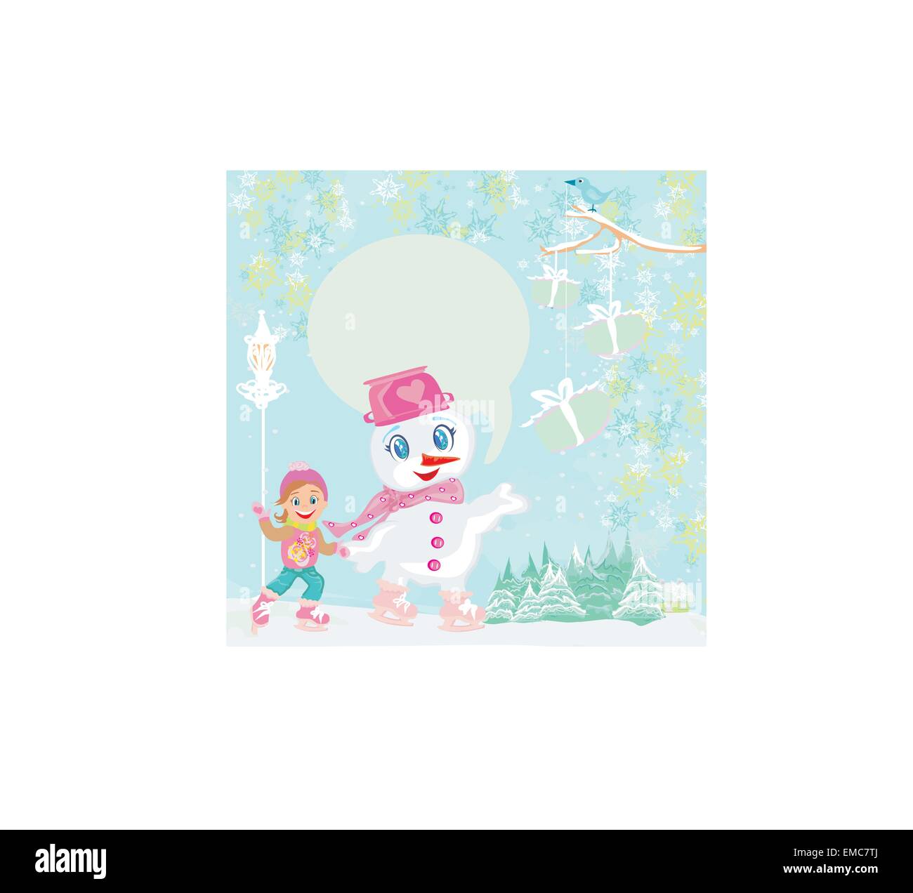 Snowman ice skating Stock Vector Images - Alamy