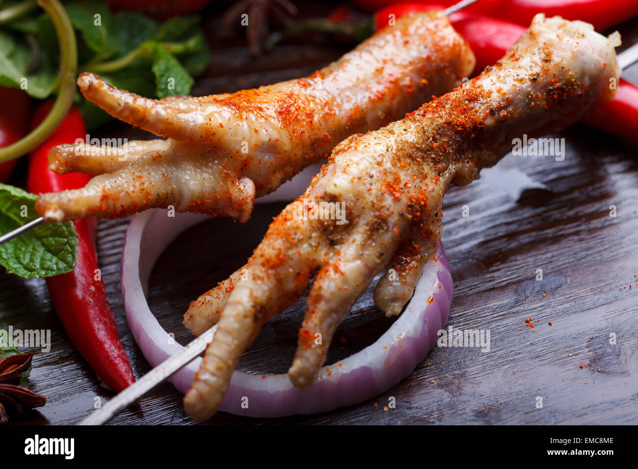 Roast Chicken claw, Sichuan flavor Stock Photo - Alamy